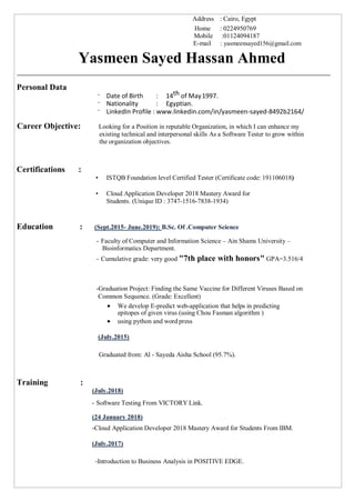 Yasmeen sayed cv | PDF