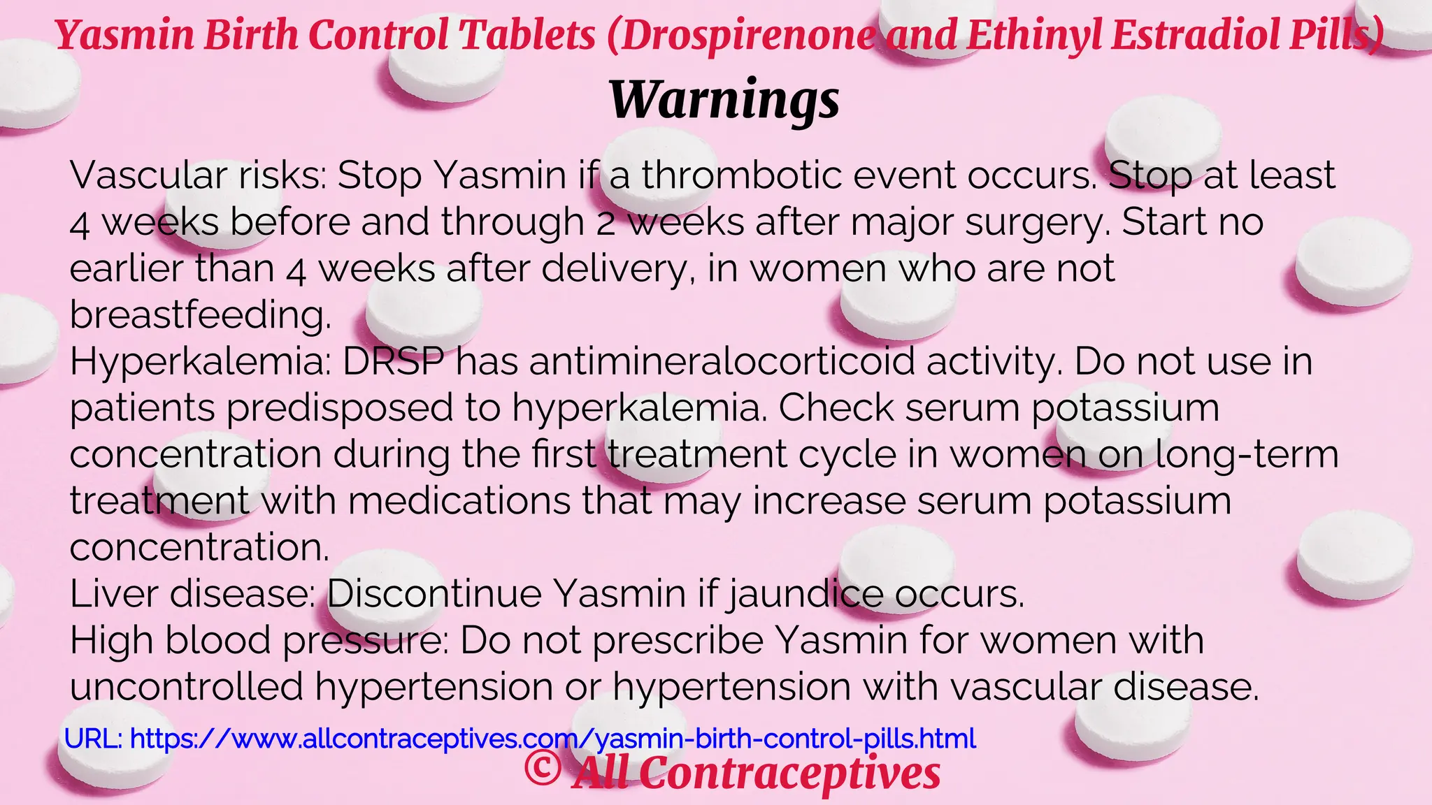 Yasmin Birth Control Tablets (Drospirenone and Ethinyl Estradiol Pills ...