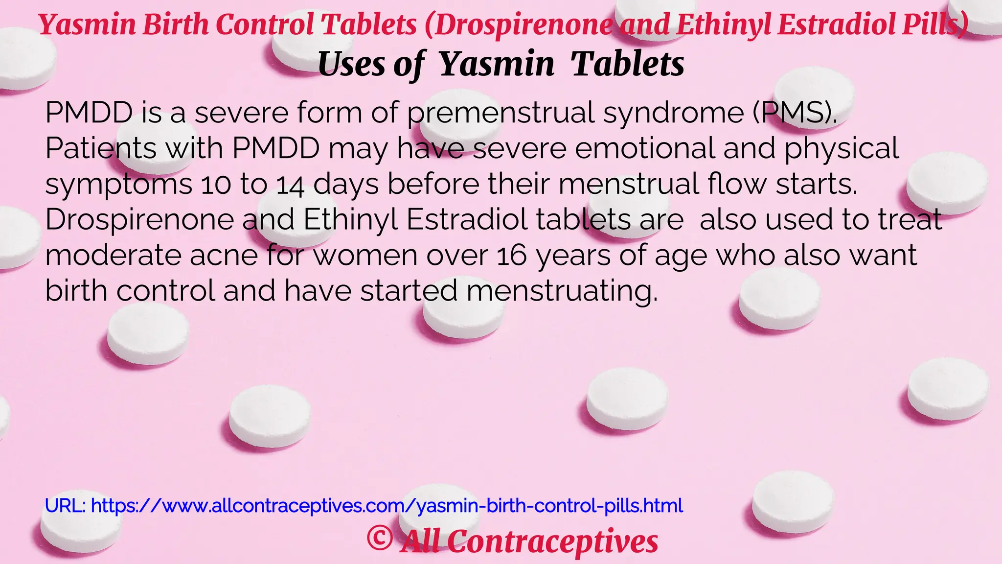 Yasmin Birth Control Tablets (Drospirenone and Ethinyl Estradiol Pills ...