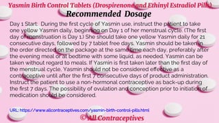 Yasmin Birth Control Tablets (Drospirenone and Ethinyl Estradiol Pills ...