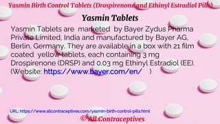 Yasmin Birth Control Tablets (Drospirenone and Ethinyl Estradiol Pills ...