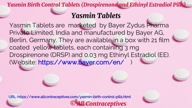Yasmin Birth Control Tablets (Drospirenone and Ethinyl Estradiol Pills ...