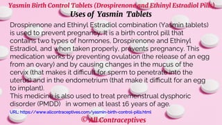 Yasmin Birth Control Tablets (Drospirenone and Ethinyl Estradiol Pills ...