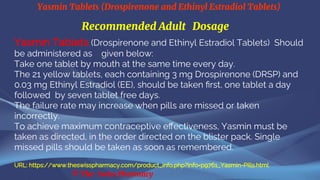 Yasmin Tablets (Drospirenone and Ethinyl Estradiol Tablets) | PDF