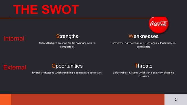 Coca cola swot analysis | PPTX | Commodities | Economy