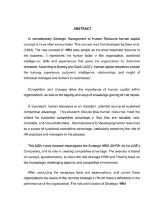 strategic human resources management and it's vital role in ...