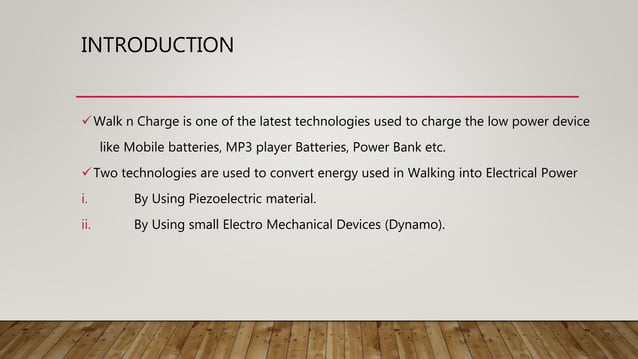 PPT On "Walk N Charge" By Using Dynamo | PPT