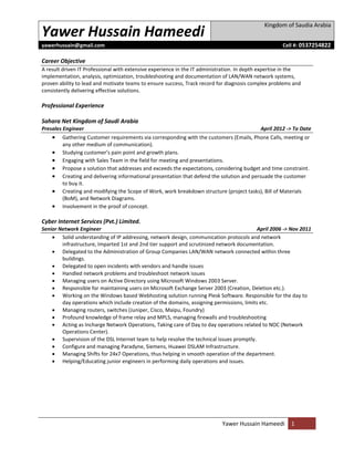 Yawer Hussain Hameedi-V4.00 | IT and Internet Support | Internet