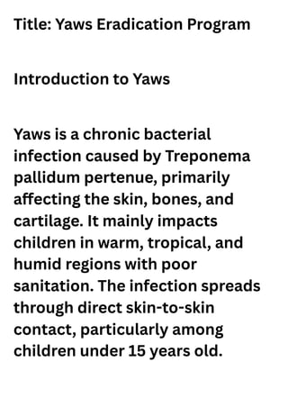 YAWS ERADICATION PROGRAM INTRODUCTION,TYPES, OBJECTIVE ,KEY TERM ...