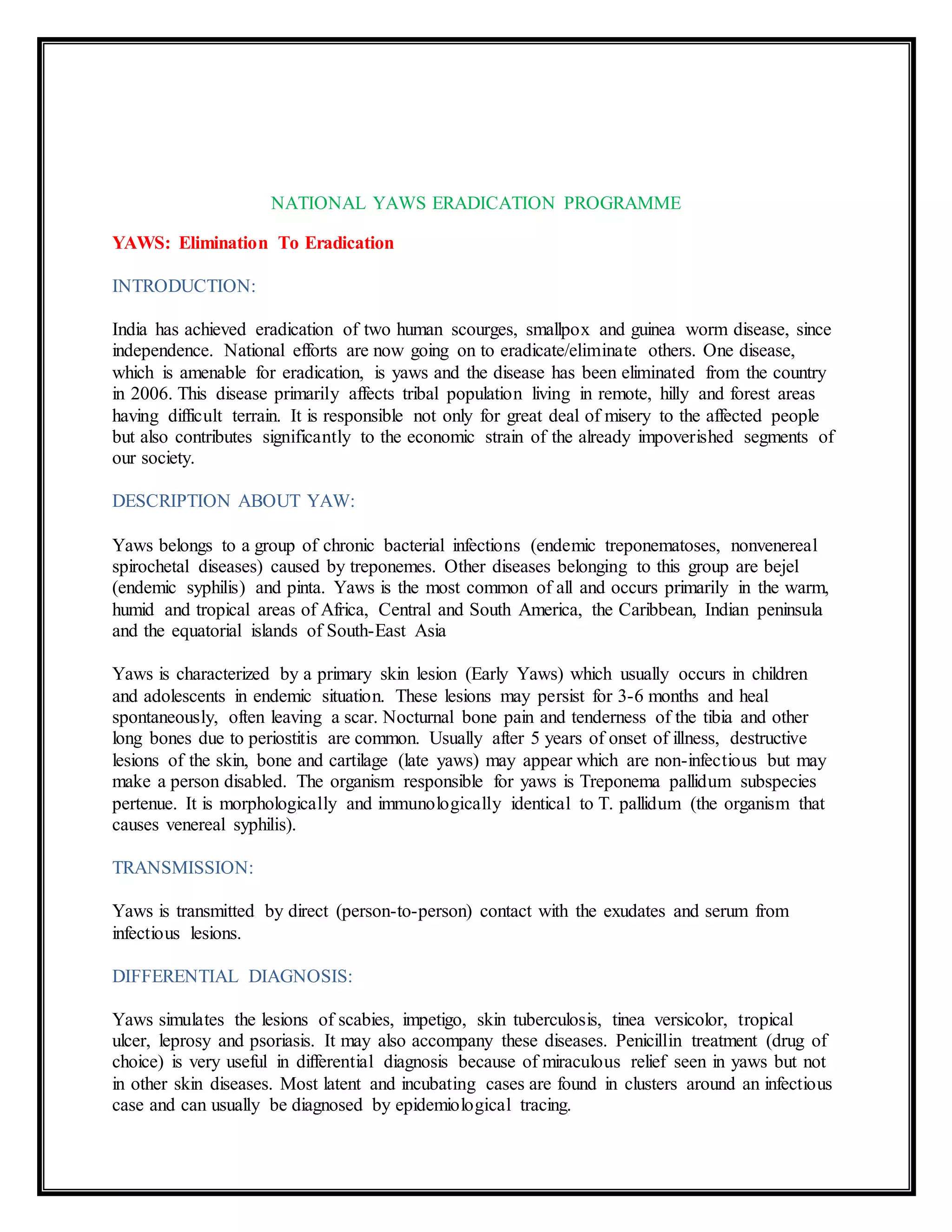 Yaws eradication programme | DOCX