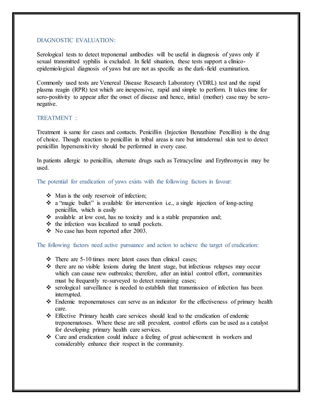 Yaws eradication programme | DOCX | Infectious Diseases | Diseases and ...
