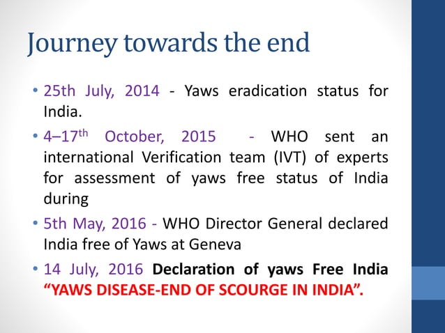 Yaws eradication programme | PPTX | Infectious Diseases | Diseases and ...