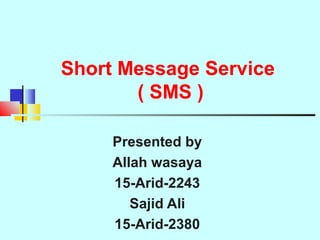 ALLAH WASAYA short_message_service | PPT