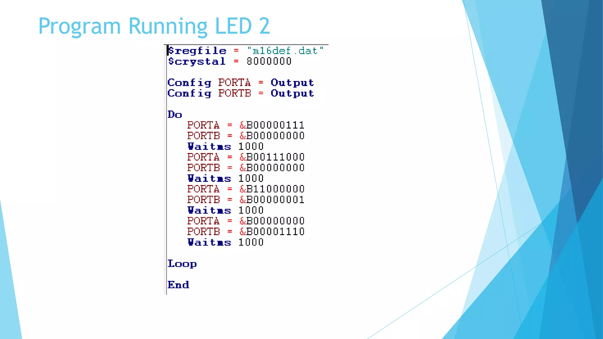 Running LED dengan Kontrol AT-Mega 16 | PPTX