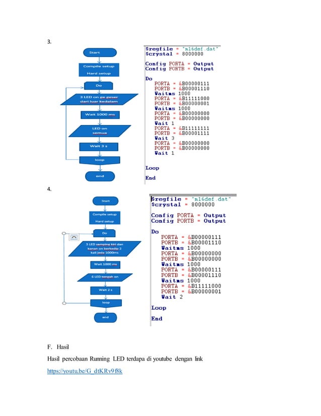 Running LED dengan Kontrol AT-Mega 16 | DOCX