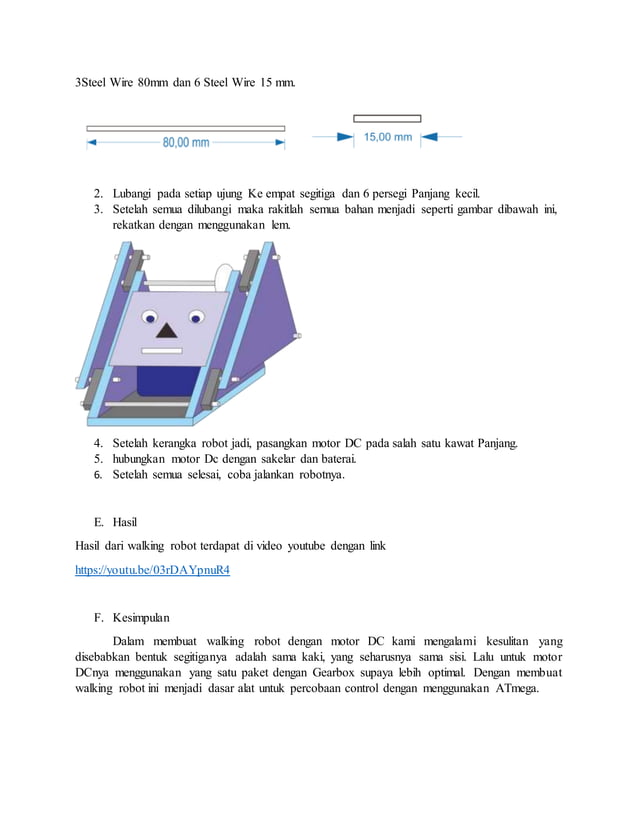 Pembuatan Walking Robot Dengan Motor DC | DOCX