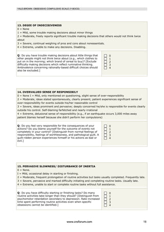 YBOCS Yale-Brown Obsessive Compulsive Scale For OCD PDF , 51% OFF