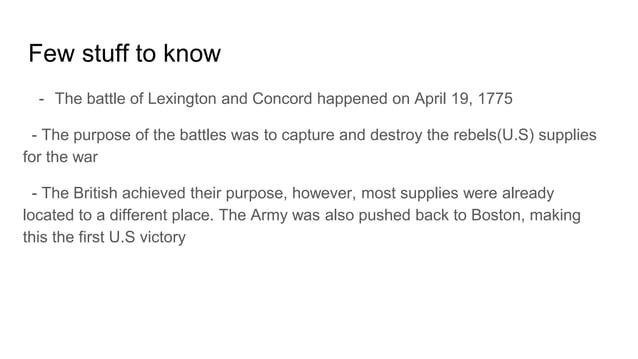 The first Revolutionary war battle: battle of Lexington and Concord | PPT