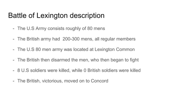 The first Revolutionary war battle: battle of Lexington and Concord | PPT