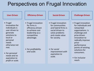 Frugal Innovation: New Models of Innovation and Theoretical Development ...