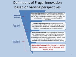Frugal Innovation: New Models of Innovation and Theoretical Development ...