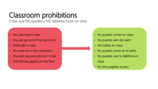 Instrucciones en el Salón de Clases en Inglés | PPTX