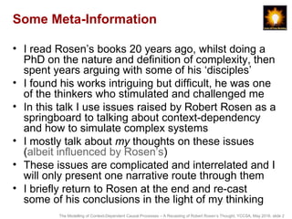 The Modelling of Context-Dependent Causal Processes A Recasting of ...