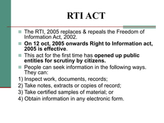 RTI Act (Right To Information) | PPT