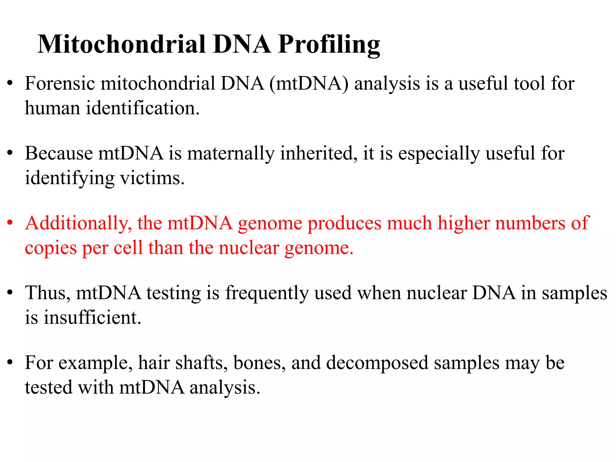 The role of Y chromosome and mitochondrial DNA in forensic science | PPTX