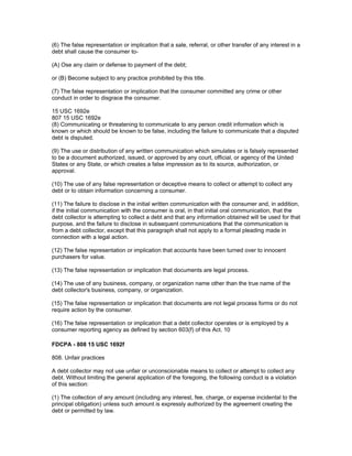 FDCPA - Fair Debt Collection Practices Act | DOC