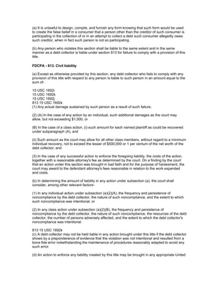 FDCPA - Fair Debt Collection Practices Act | DOC