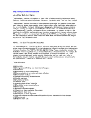 FDCPA - Fair Debt Collection Practices Act | PDF
