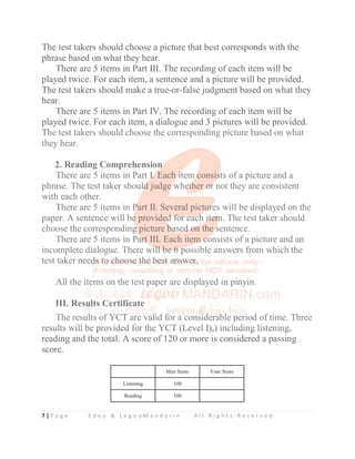 YCT 1 Chinese Intensive Reading for Kids Y10900 Official Mock ...
