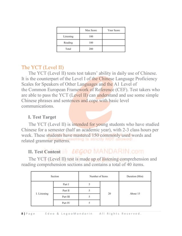 YCT 3 Chinese Intensive Reading for Kids Y30901 新中小学生汉语考试 sample | PDF