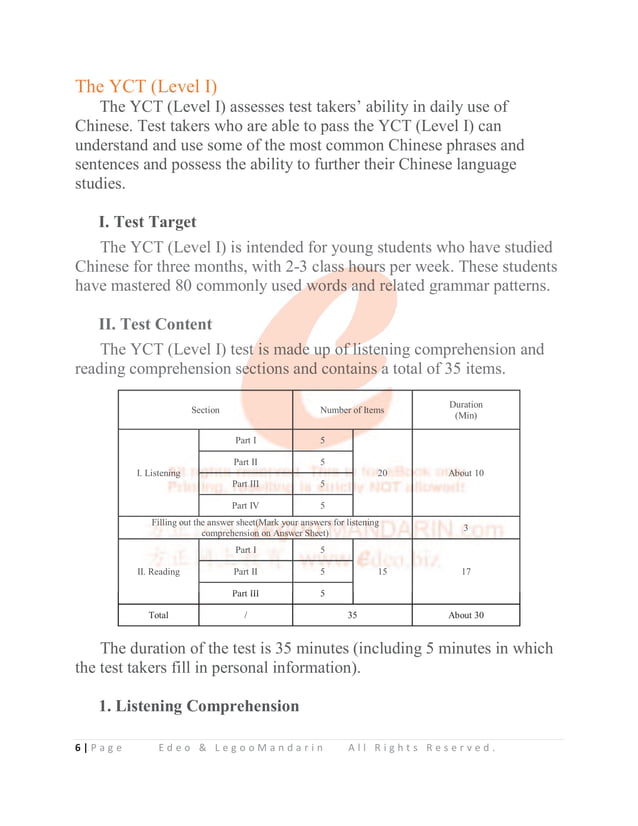 YCT 3 Chinese Intensive Reading for Kids Y30901 新中小学生汉语考试 sample | PDF