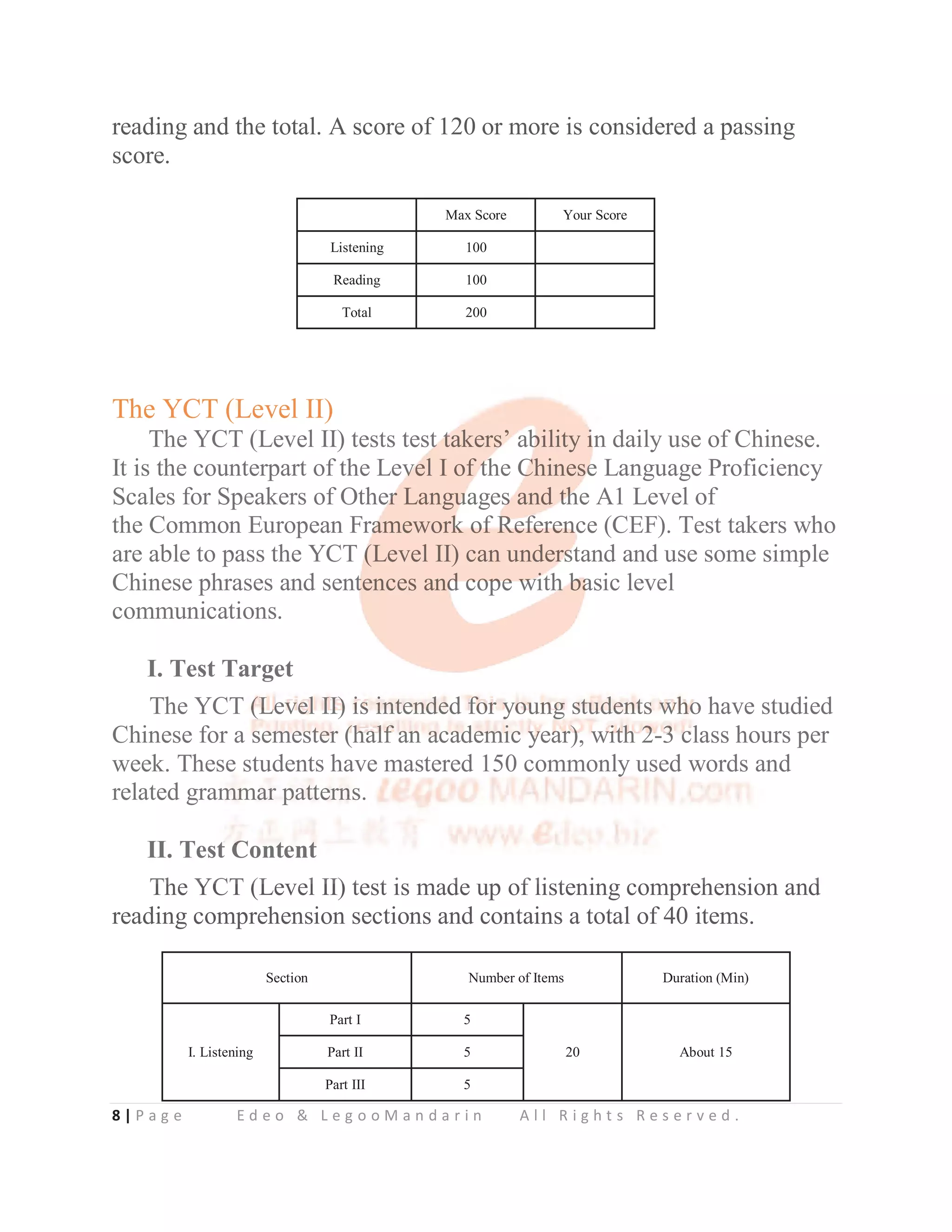 YCT 4 Chinese Intensive Reading for Kids Y40901 新中小学生汉语考试 sample | PDF