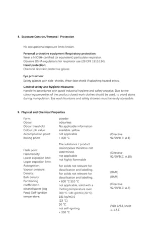 Pigment yellow 110 yellow 2rlp cas 5590 18-1 safety data sheet msds sds ...