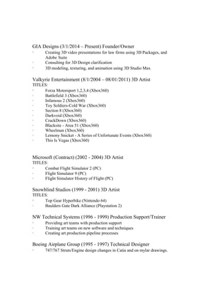 Kevin occhiuto 3d generalist_designer_resume | DOC | 3-D Graphics ...