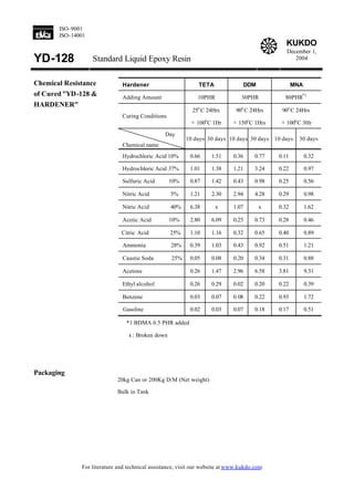 국도화학 Yd 128 tds | PDF