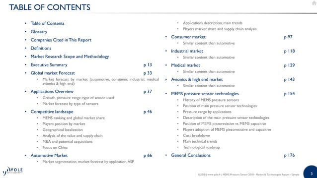 MEMS Pressure Sensor Market and Technologies 2018 Report by Yole ...