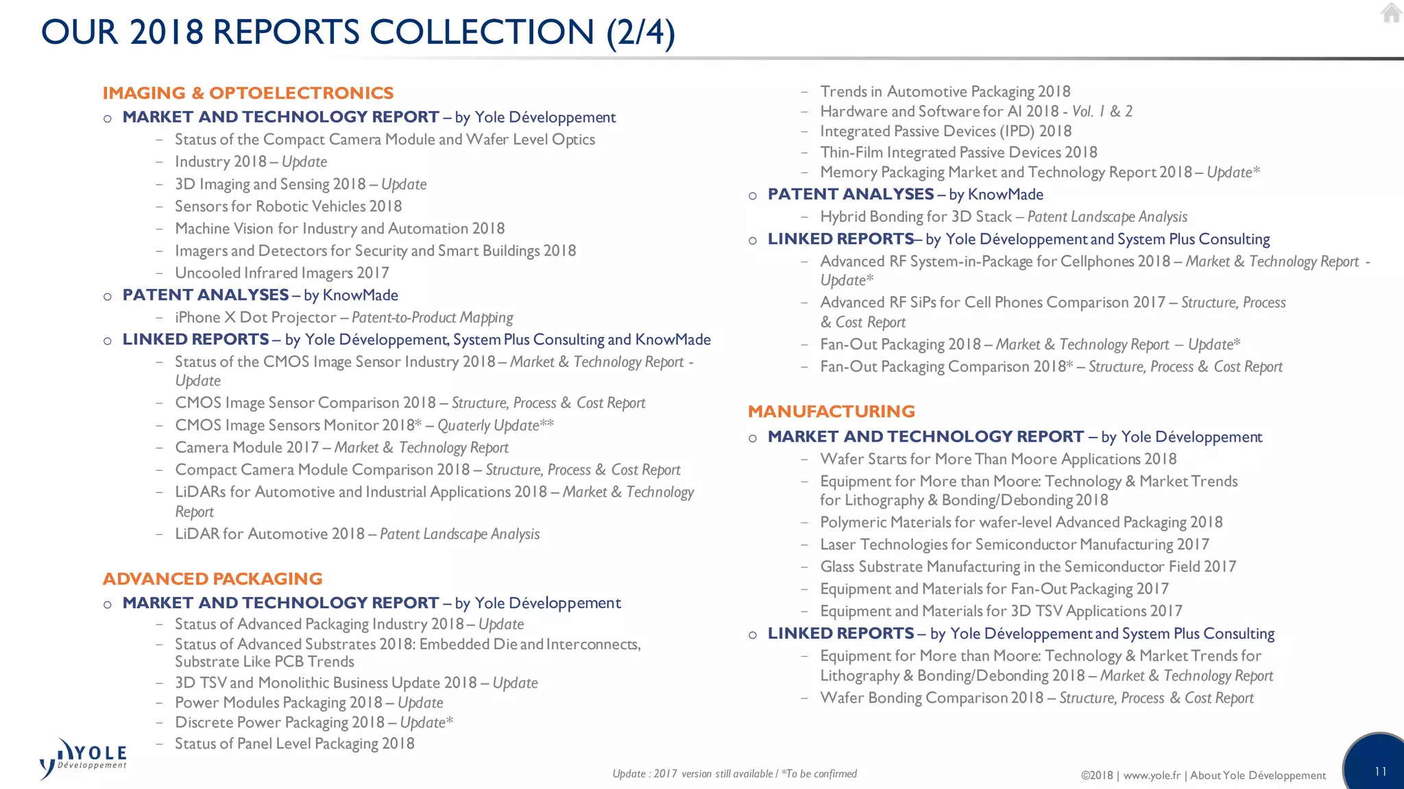 3D Imaging & Sensing 2018 Reports by Yole Developpement | PDF