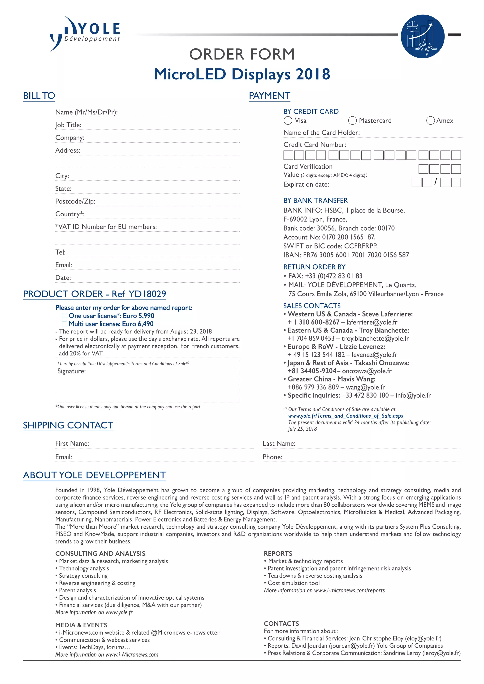 MicroLED Displays 2018 report by Yole Développement | PDF