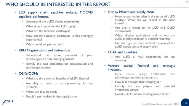 MicroLED Displays 2018 report by Yole Développement | PDF | Technology ...
