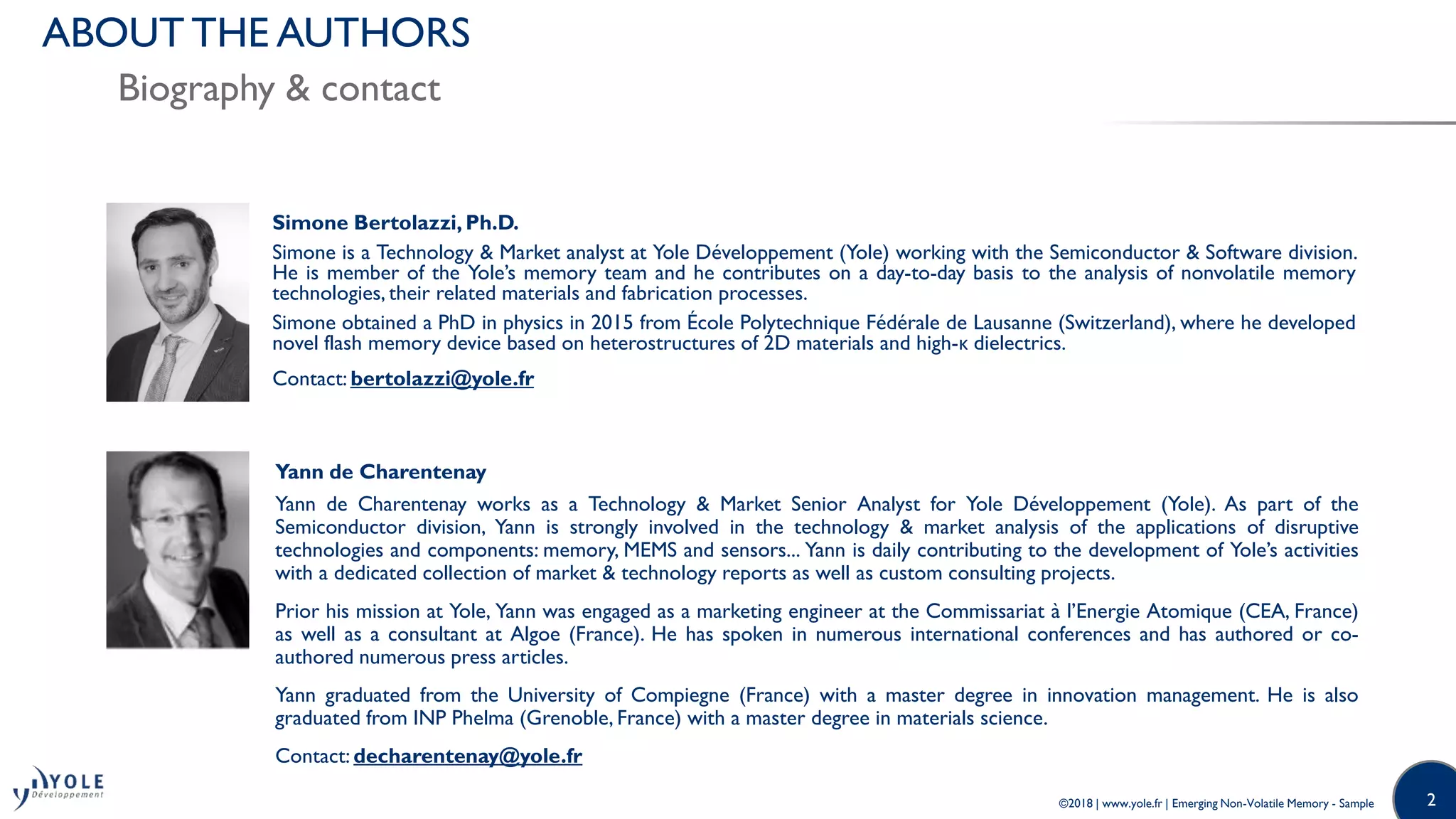 Emerging Non-Volatile Memory 2018 - Market and Technology Report by ...