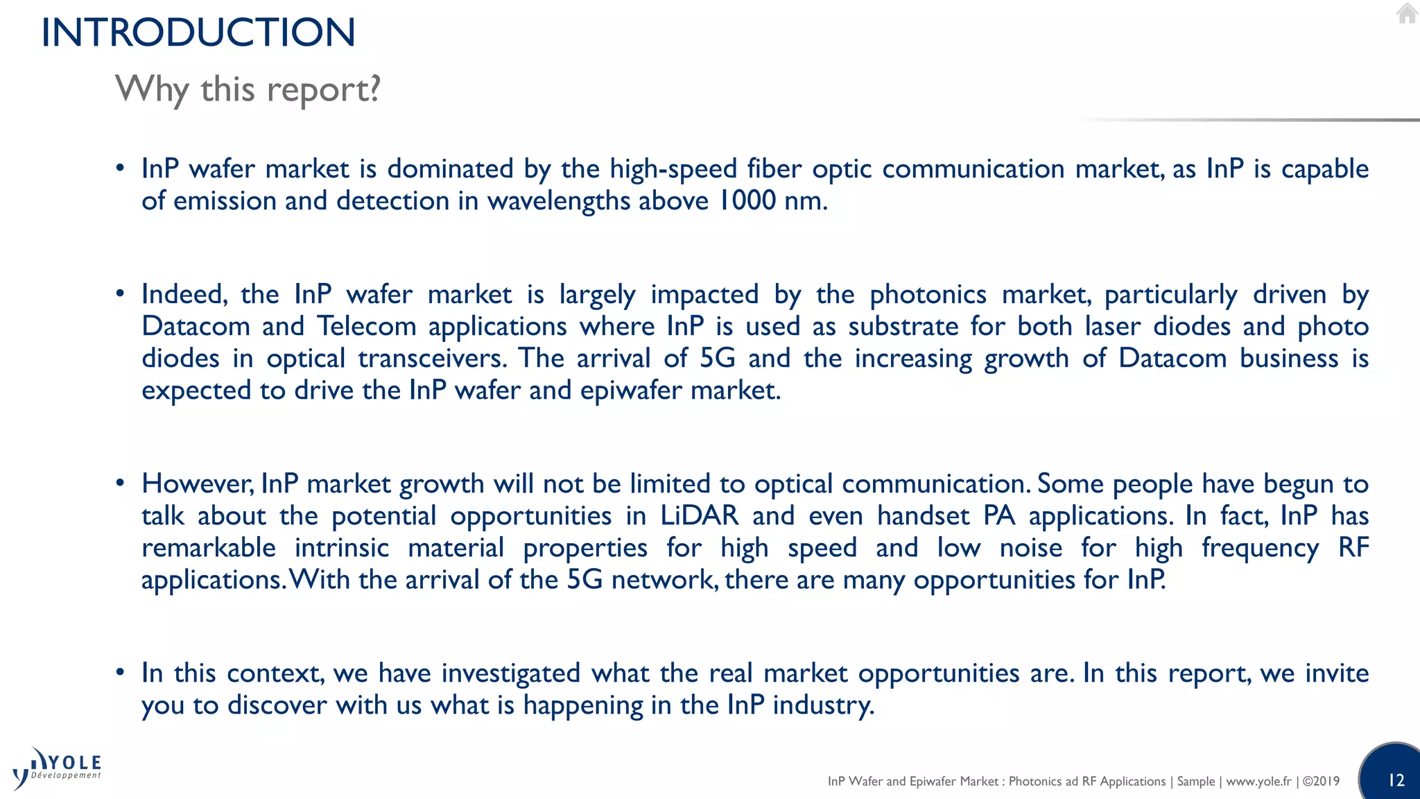 InP Wafer and Epiwafer Market: Photonics and RF 2019 report by Yole ...