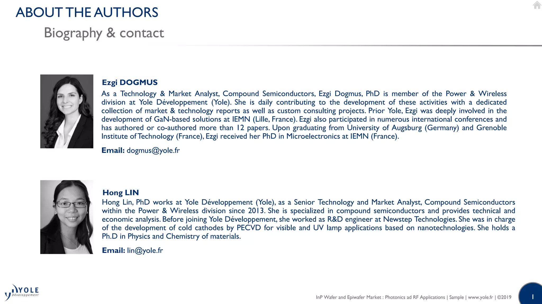 InP Wafer and Epiwafer Market: Photonics and RF 2019 report by Yole ...