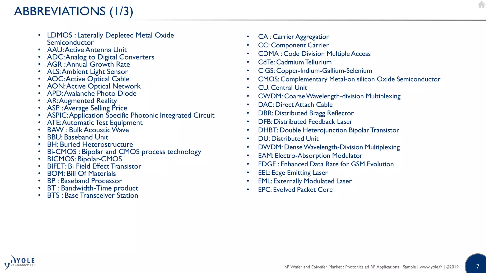 InP Wafer and Epiwafer Market: Photonics and RF 2019 report by Yole ...