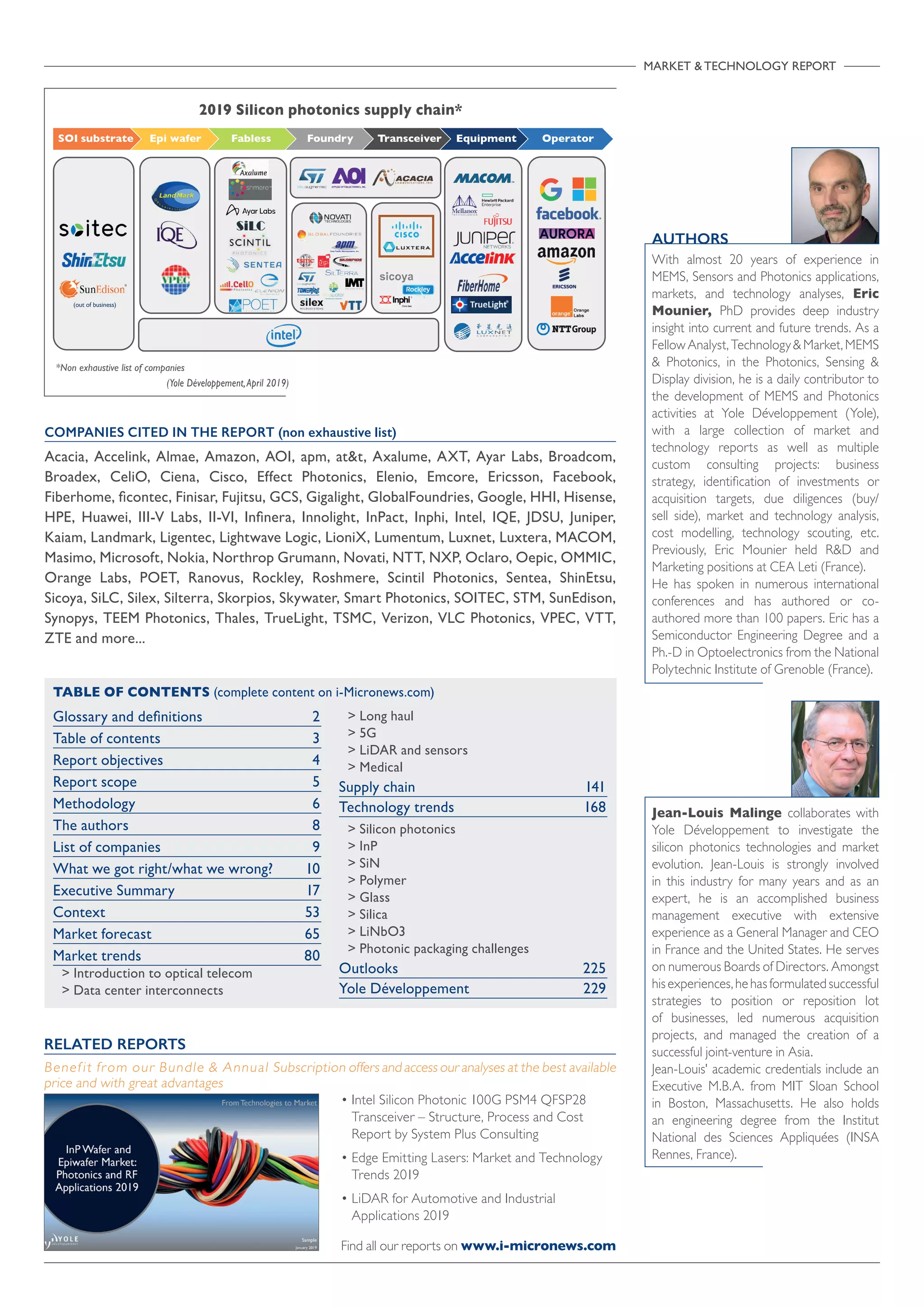 Silicon Photonics and Photonic Integrated Circuits 2019 by Yole ...