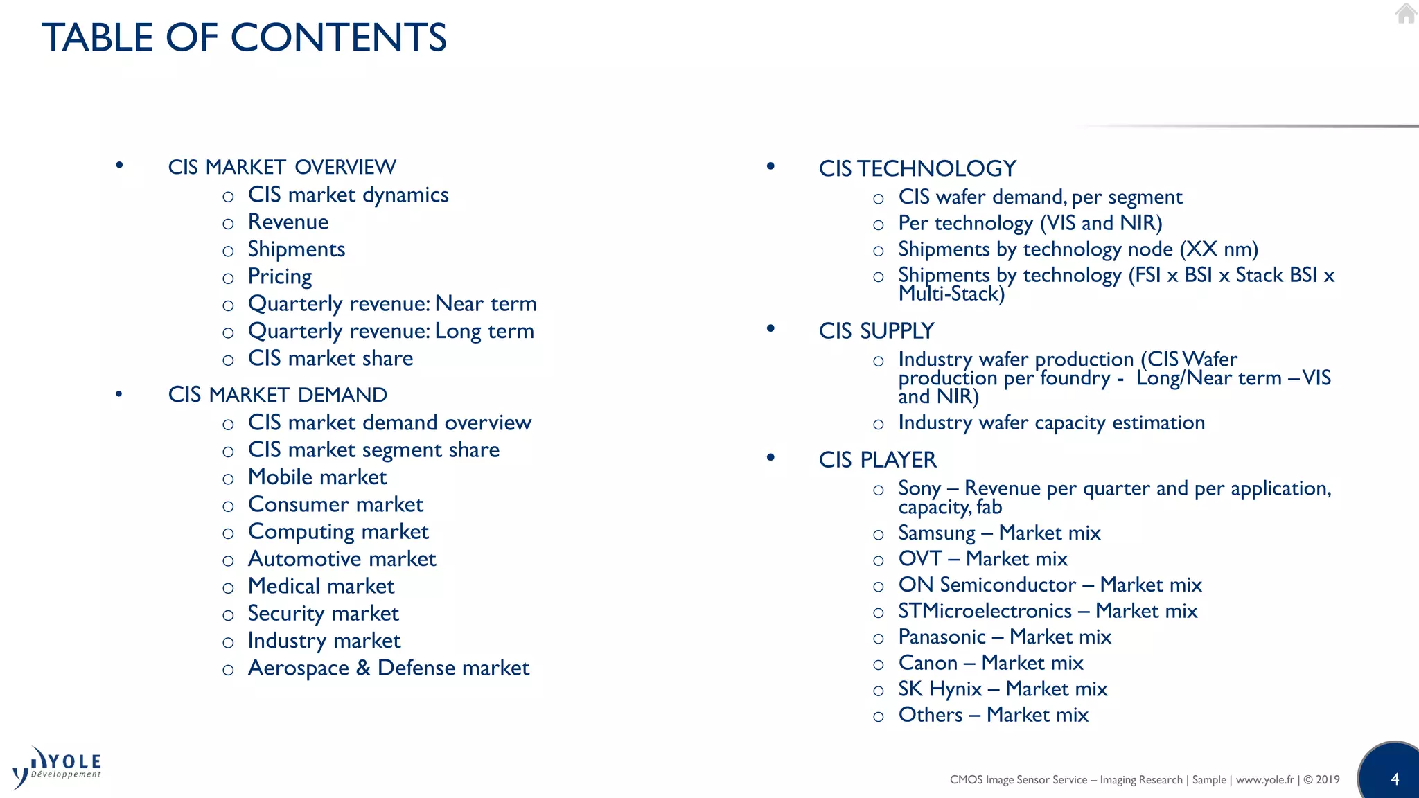 CMOS Image Sensor Service – Imaging Research 2019 Monitors by Yole ...