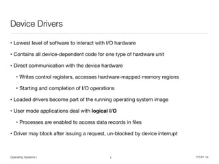Operating Systems 1 (11/12) - Input / Output | PDF